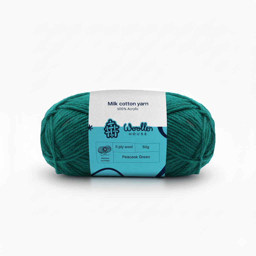 Milk Cotton Yarn 5PLY by Wollen House - Peacock green 4520 – Woollen house